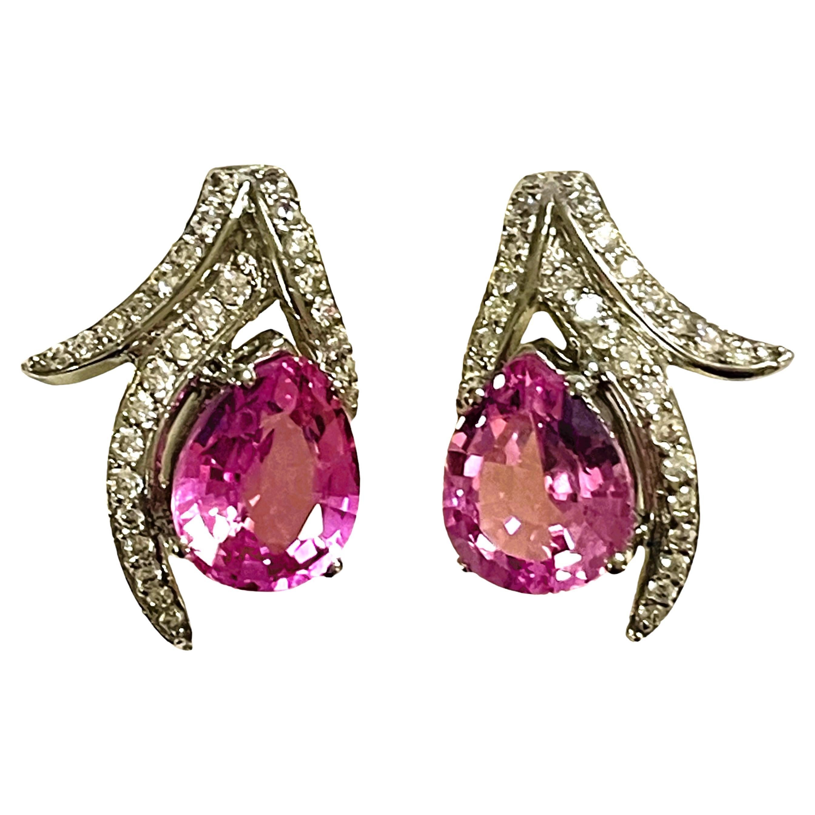 New African IF 8.3 Carat Pink and White Sapphire Sterling Post Earrings ...