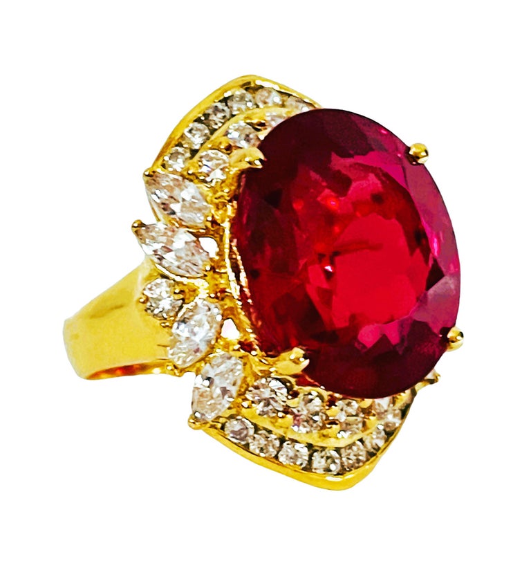 New African IF Pink Raspberry Topaz and White Sapphire YGold Plated ...