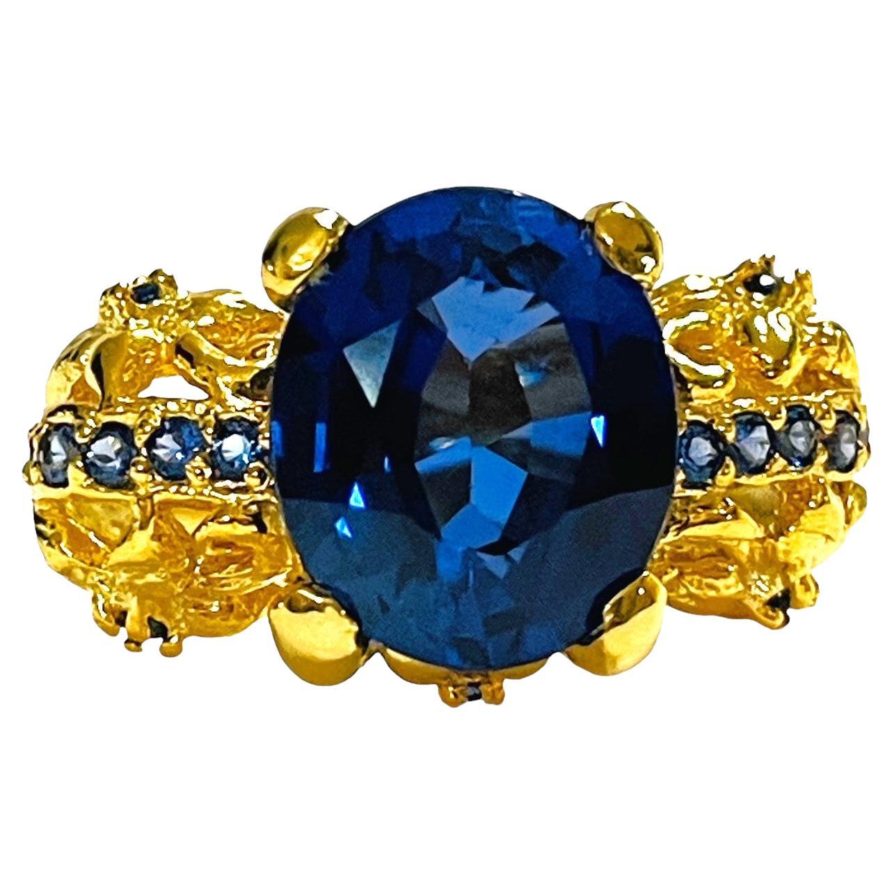 New African Sapphire Kashmir Blue 3.50 Ct 14k Gold Plated Sterling Ring ...