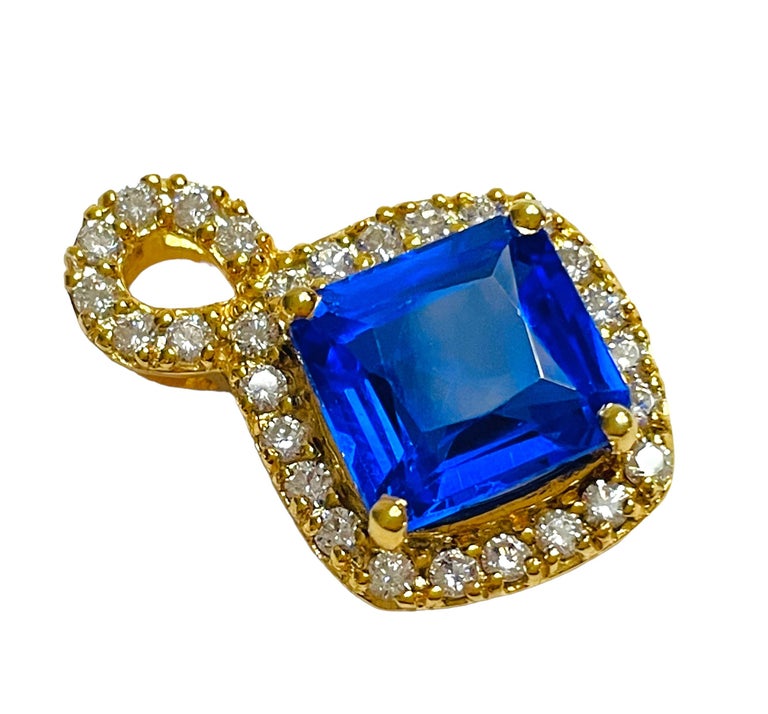 New African Swiss Blue IF Topaz and Sapphire YGold Plated Sterling ...