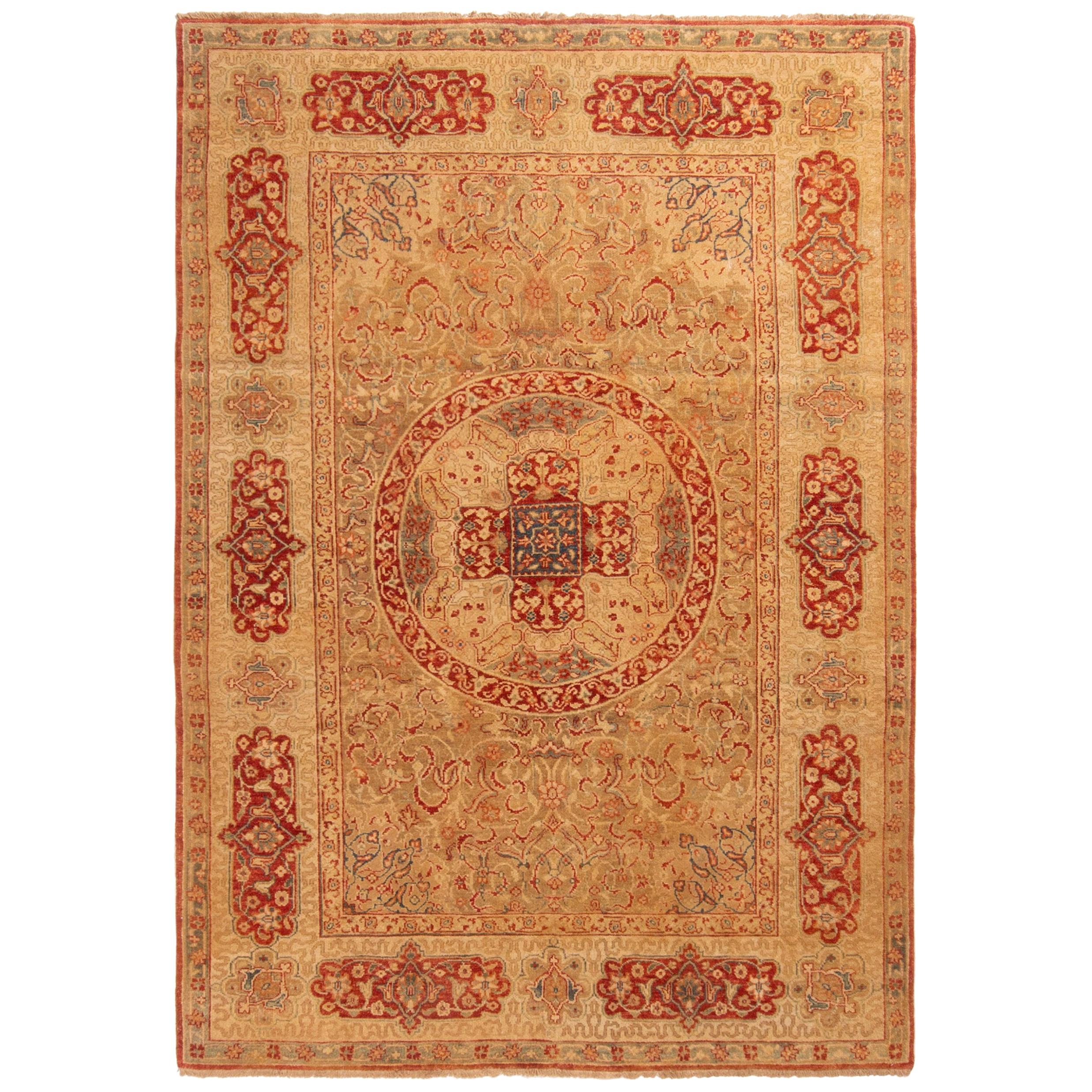 Rug and Kilim's New Agra Red and Beige Wool Floral Pattern at 1stDibs