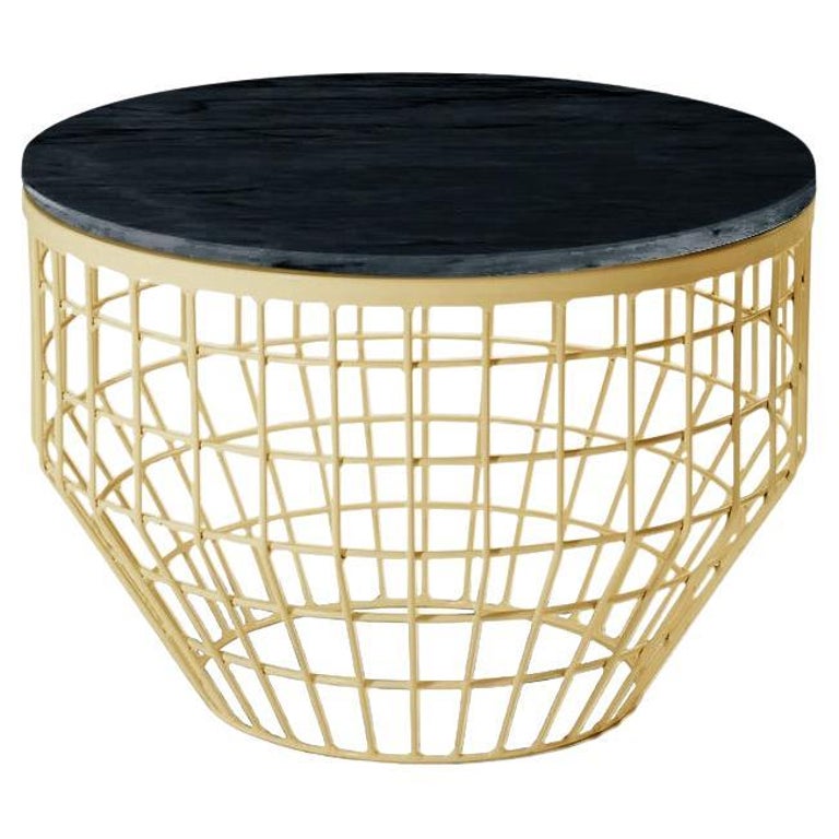 New Air Side Table, Mable Top with Polished Brass and Nero Marquina For ...
