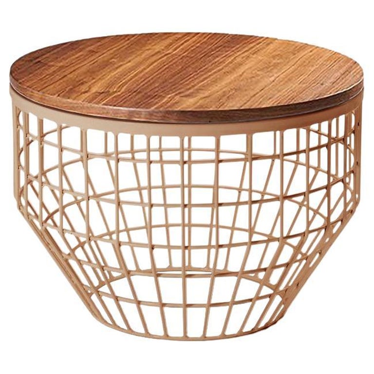 New Air Side Table, Wood Top with Polished Copper and Natural Walnut ...