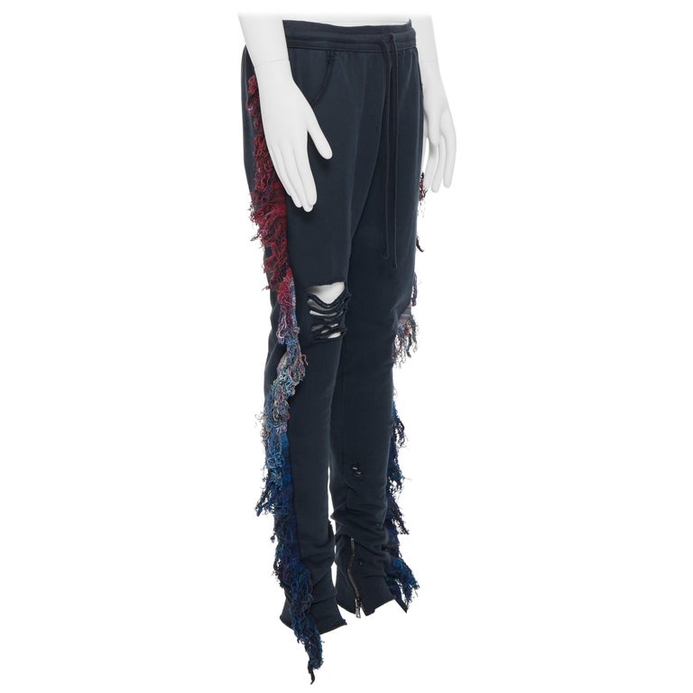new ALCHEMIST Ryder washed black cotton distressed fringe trimmed ...