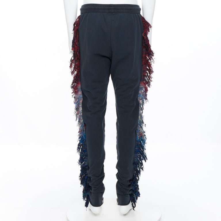 new ALCHEMIST Ryder washed black cotton holey tweed fringe trimmed ...