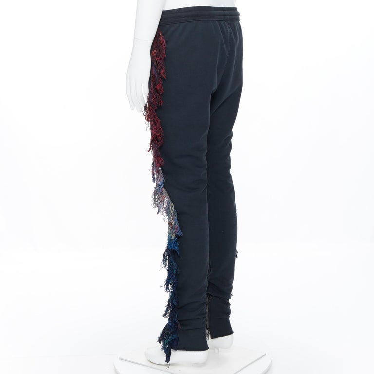 new ALCHEMIST Ryder washed black cotton holey tweed fringe trimmed ...