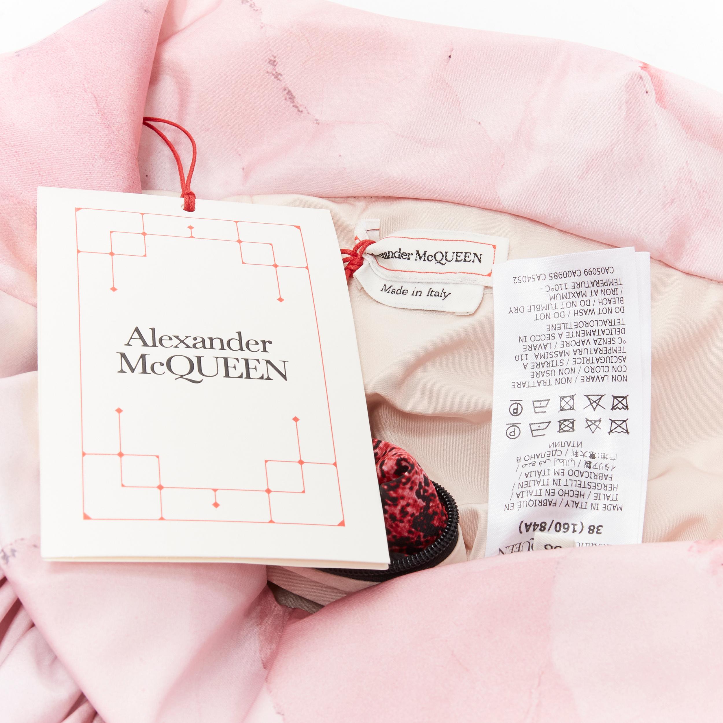 new ALEXANDER MCQUEEN 2021 Runway Anemone pink red floral off shoulder ...