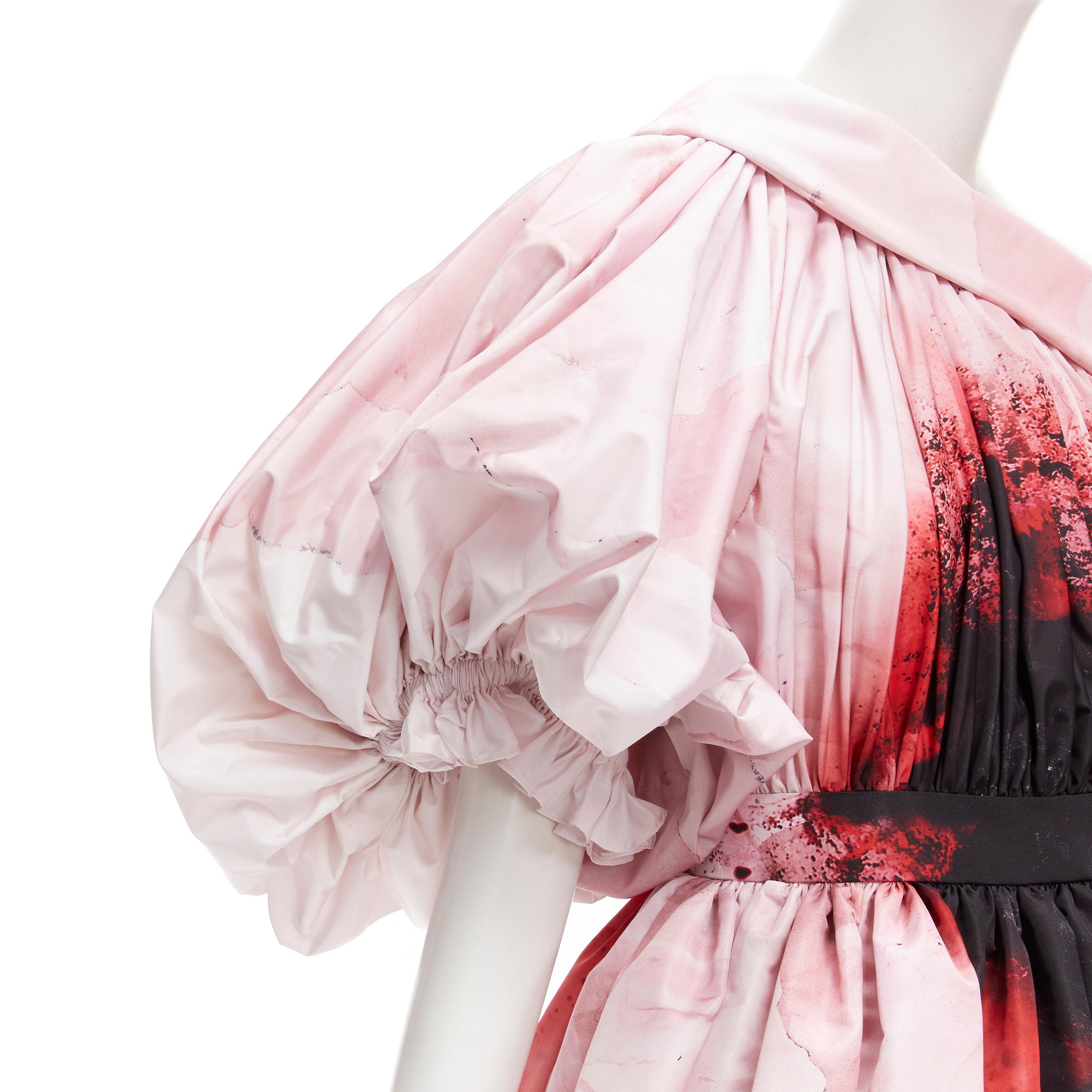 new ALEXANDER MCQUEEN 2021 Runway Anemone pink red floral off shoulder ...