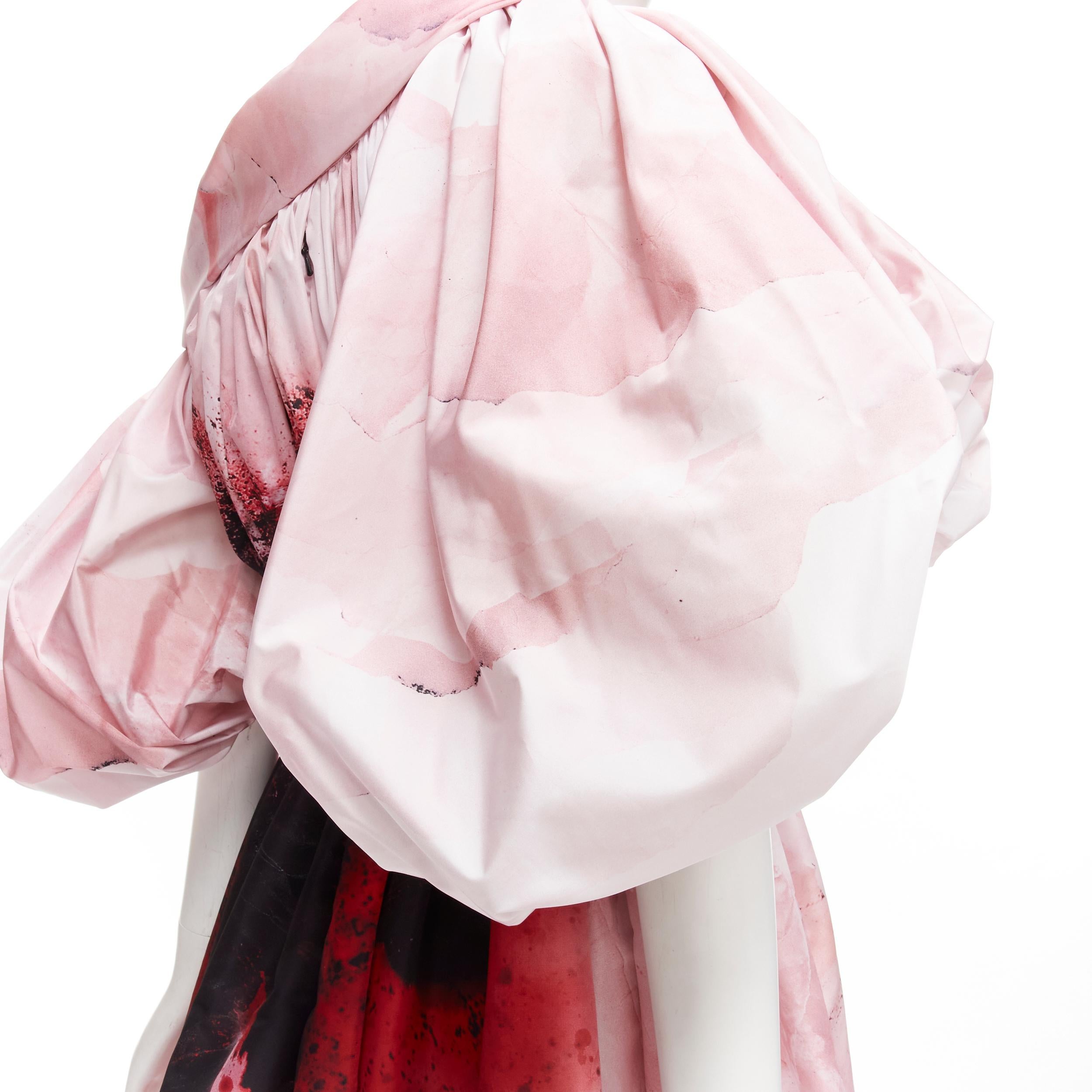 new ALEXANDER MCQUEEN 2021 Runway Anemone pink red floral off shoulder ...