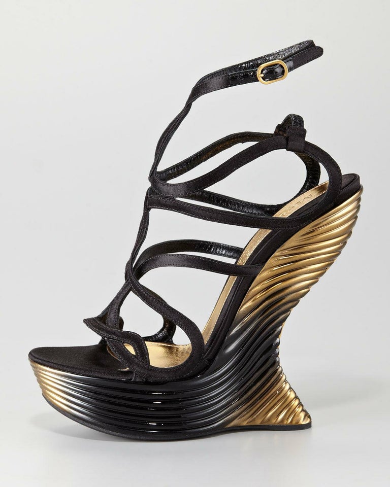 New Alexander McQueen Oyster Shell Wedge Sandals Shoes 38 - 8 For Sale ...