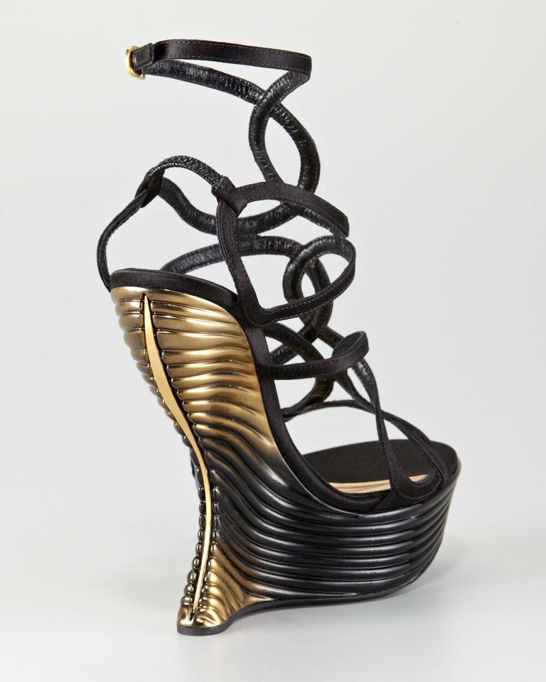 New Alexander McQueen Oyster Shell Wedge Sandals Shoes 38 - 8 For Sale ...