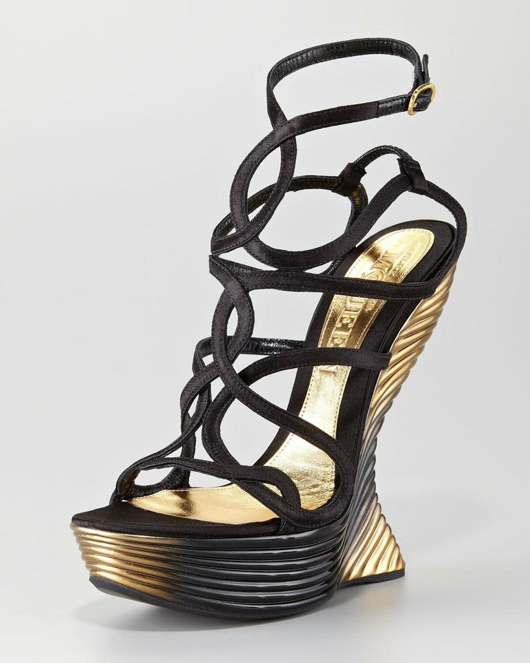 New Alexander McQueen Oyster Shell Wedge Sandals Shoes 38 - 8 For Sale ...