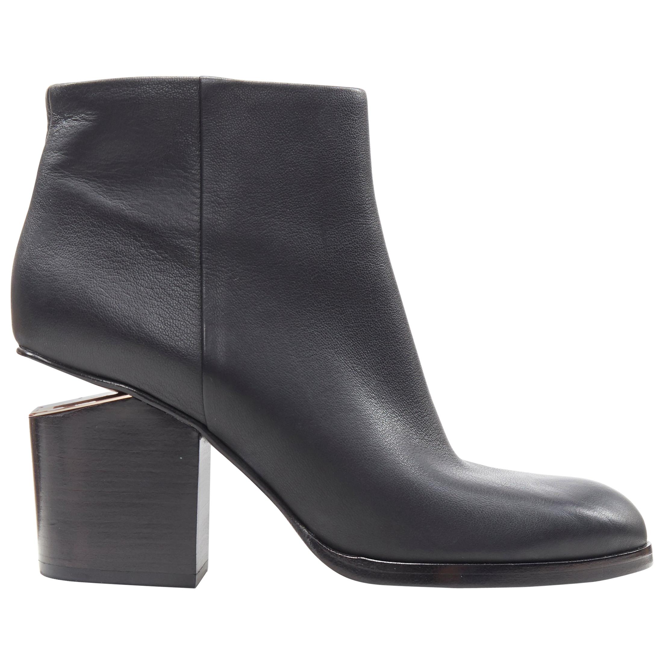 new ALEXANDER WANG Gabi black leather copper plated cut out ankle ...
