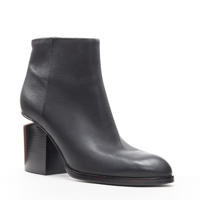 new ALEXANDER WANG Gabi black leather cut out copper plated ankle ...