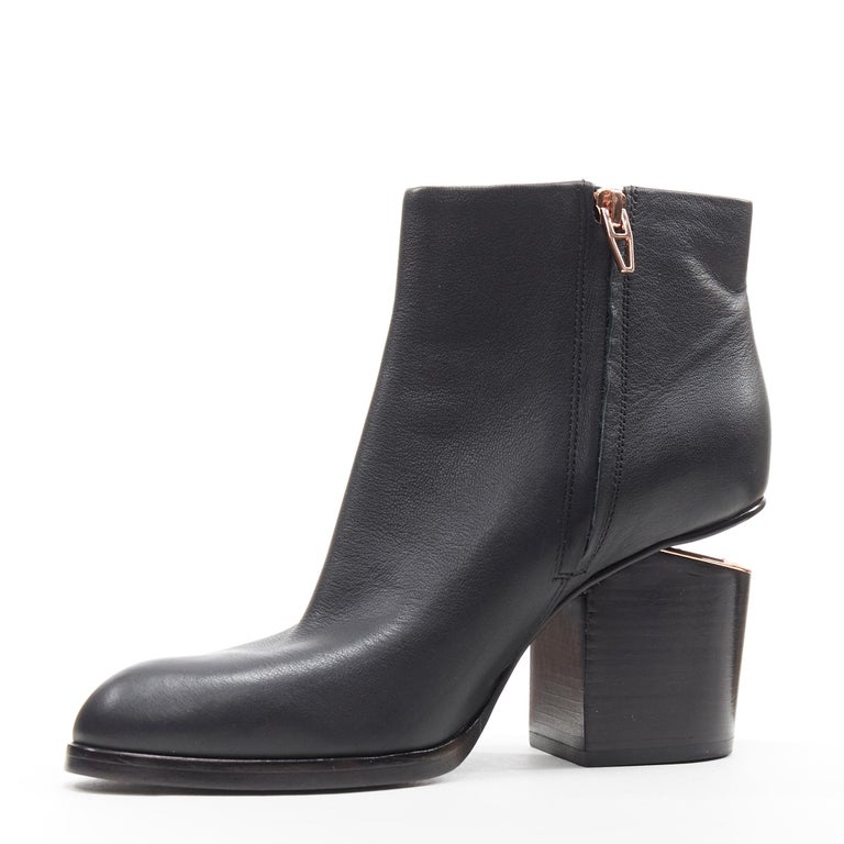 new ALEXANDER WANG Gabi black leather cut out copper plated ankle ...