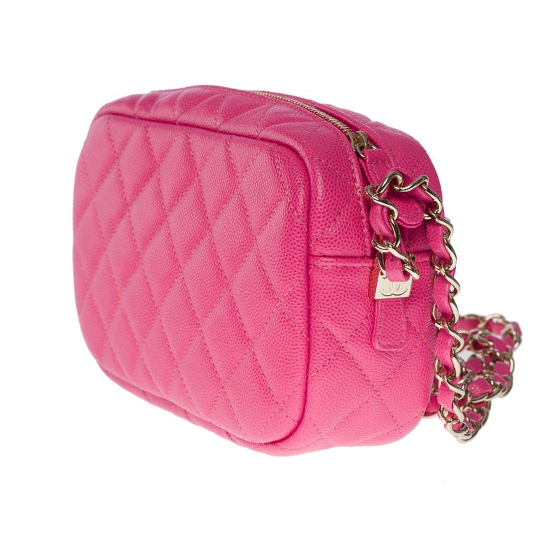 New- Amazing Chanel Mini Camera shoulder bag in Pink caviar leather ...