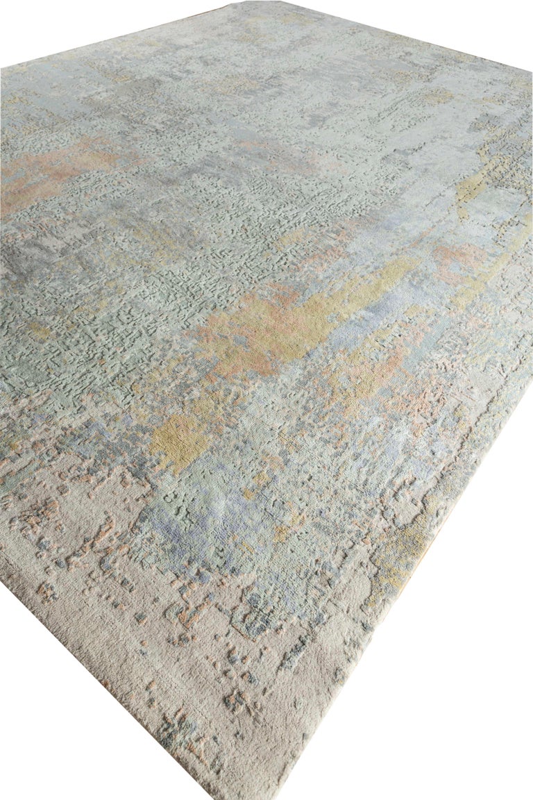 New Area Rug with Modern Watercolor Art Design Made of Fine Wool and ...
