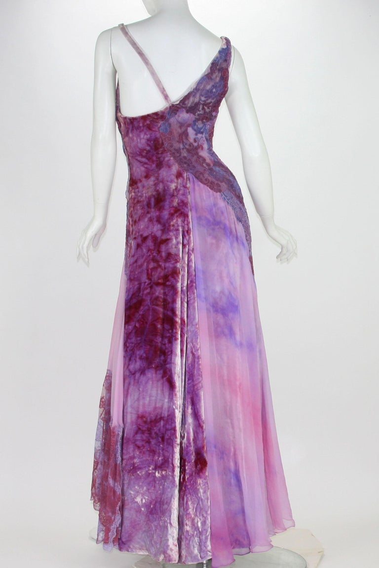 New Atelier Versace S/S 1994 Collection Velvet Lace Purple Pink Dress ...