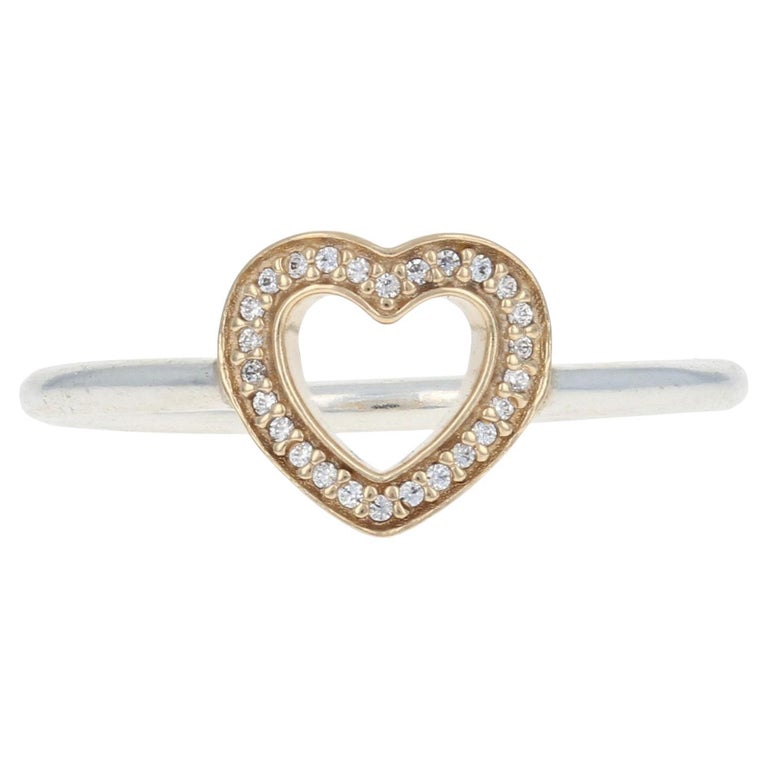 Authentic Pandora Symbol of Love Ring Silver 14k Gold Heart 190925CZ ...