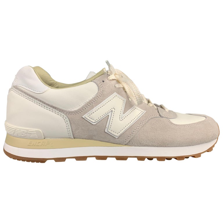 NEW BALANCE 575 Classic Size 10.5 White Two Toned Leather Grey Sneakers ...