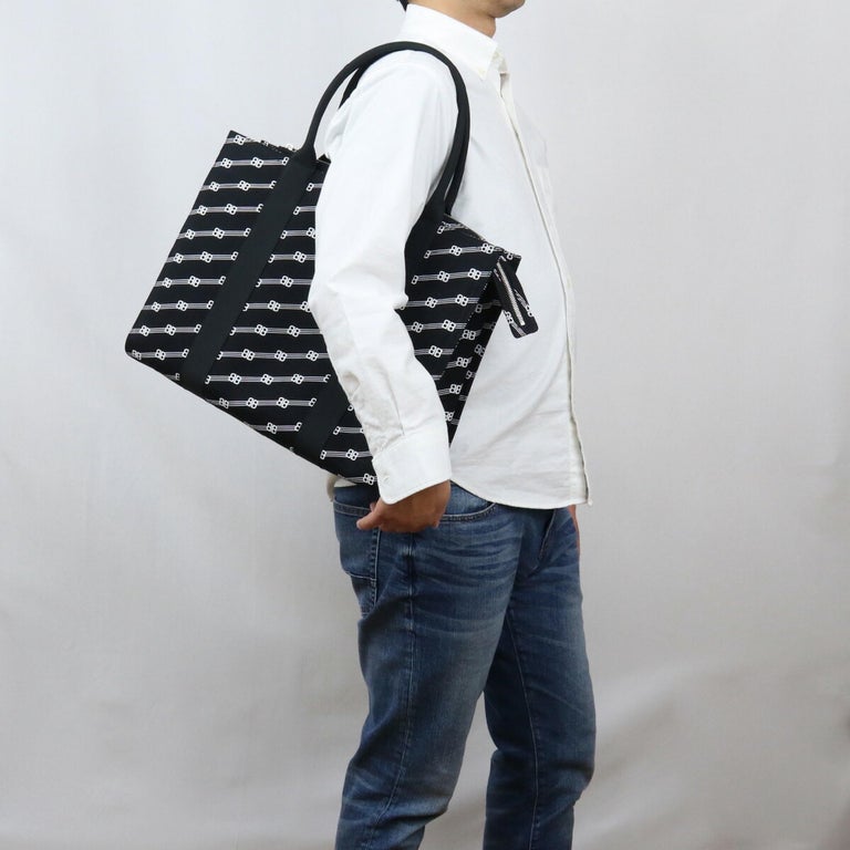 NEW Balenciaga Black Large Diagonal Monogram BB Logo Canvas Tote ...