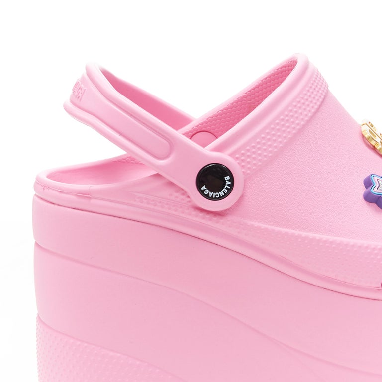 new BALENCIAGA CROCS 2018 Rose Bon Bon pink gibbet platform sandals ...