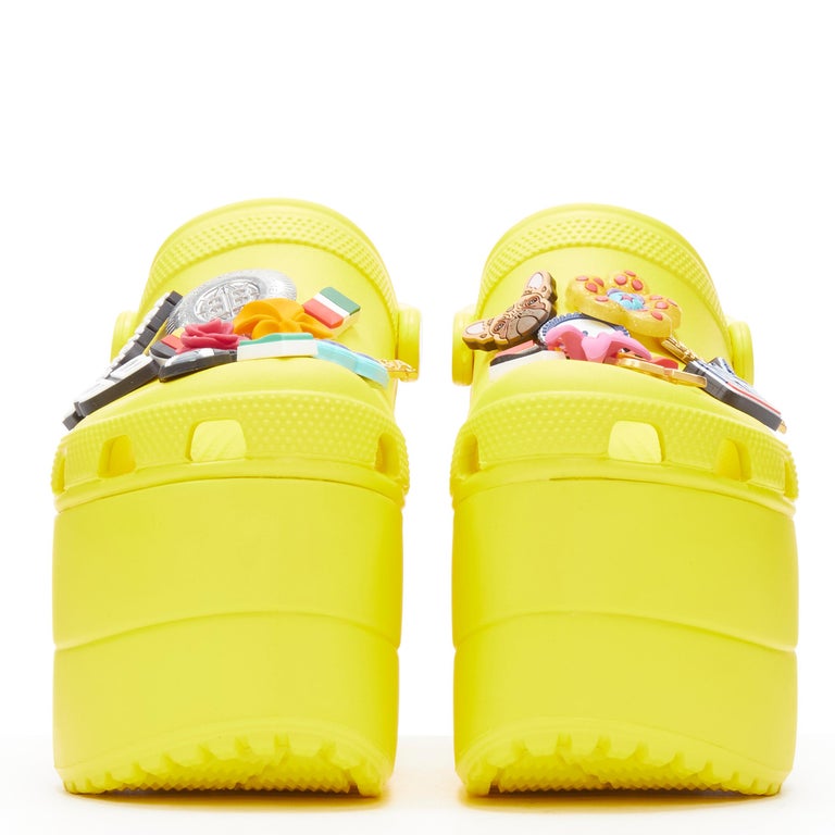 BALENCIAGA CROCS Sandales compensées rares jaune logo gibbet EU35 ...