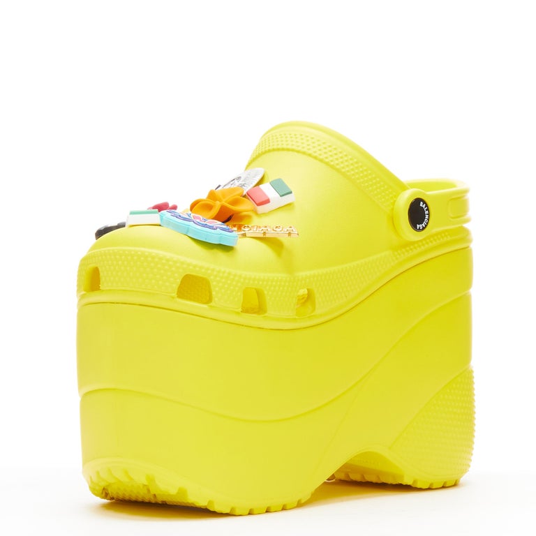 BALENCIAGA CROCS Sandales compensées rares jaune logo gibbet EU35 ...