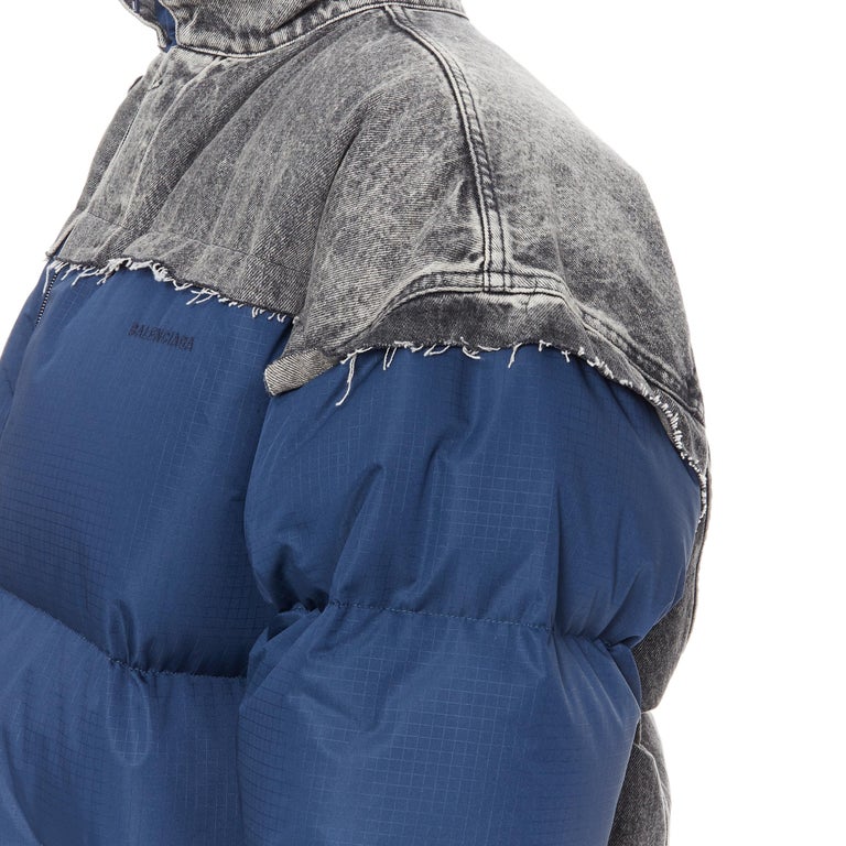 new BALENCIAGA Demna 2018 Fake Layering navy washed denim down puffer ...