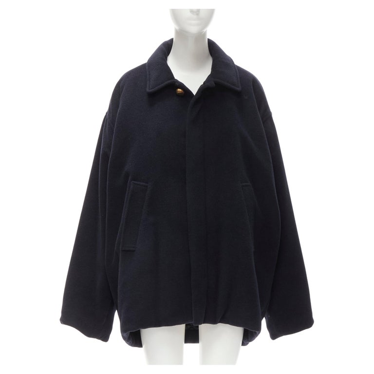 new BALENCIAGA DEMNA 2019 navy camel gold button oversized cocoon coat FR36 S For Sale at 1stDibs