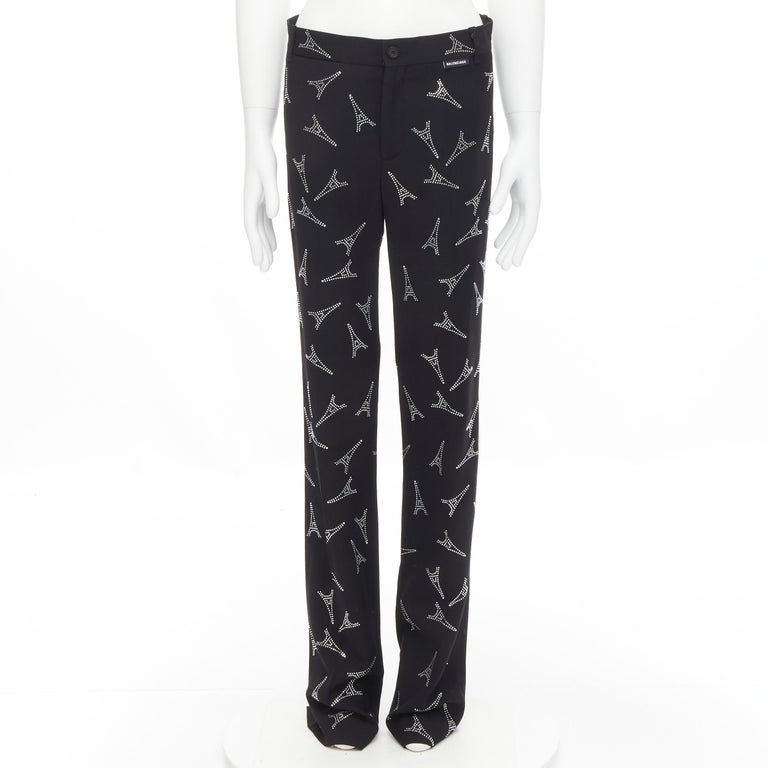 new BALENCIAGA Demna Runway 2019 Eiffel Tower crystal trousers pants ...