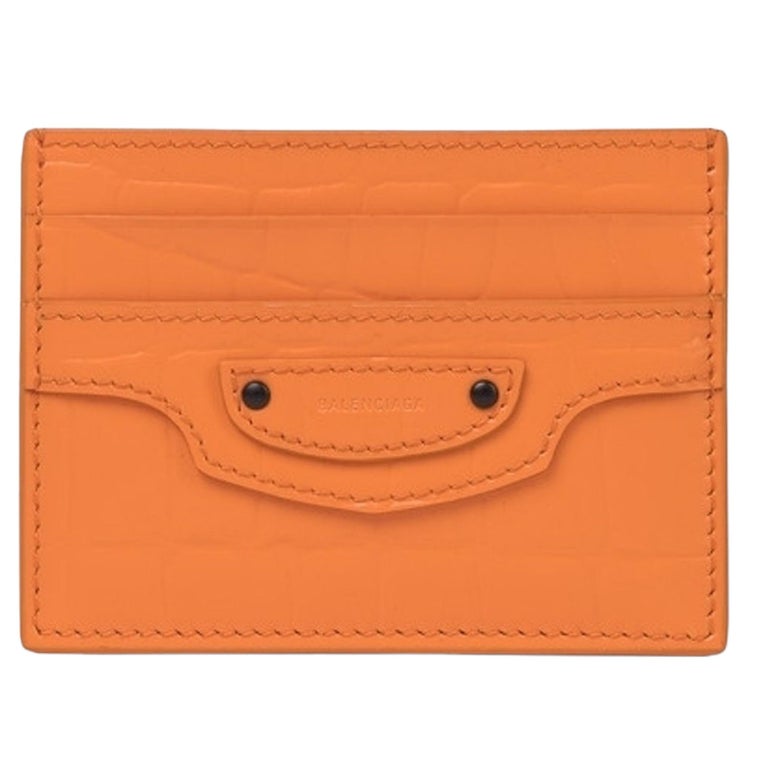 NEW Balenciaga Orange Neo Classic Crocodile Skin Pattern Card Holder ...