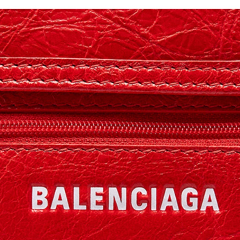 NEW Balenciaga Red Explorer Cracked Leather Pouch Crossbody Bag For ...
