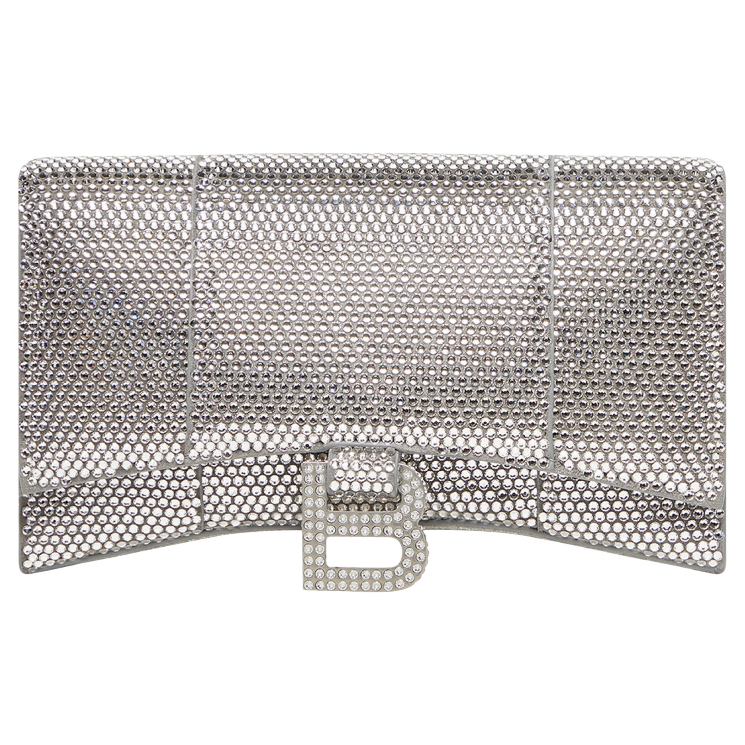 Balenciaga Hourglass XS Silver Python Print Leather Ladies Top Handle ...