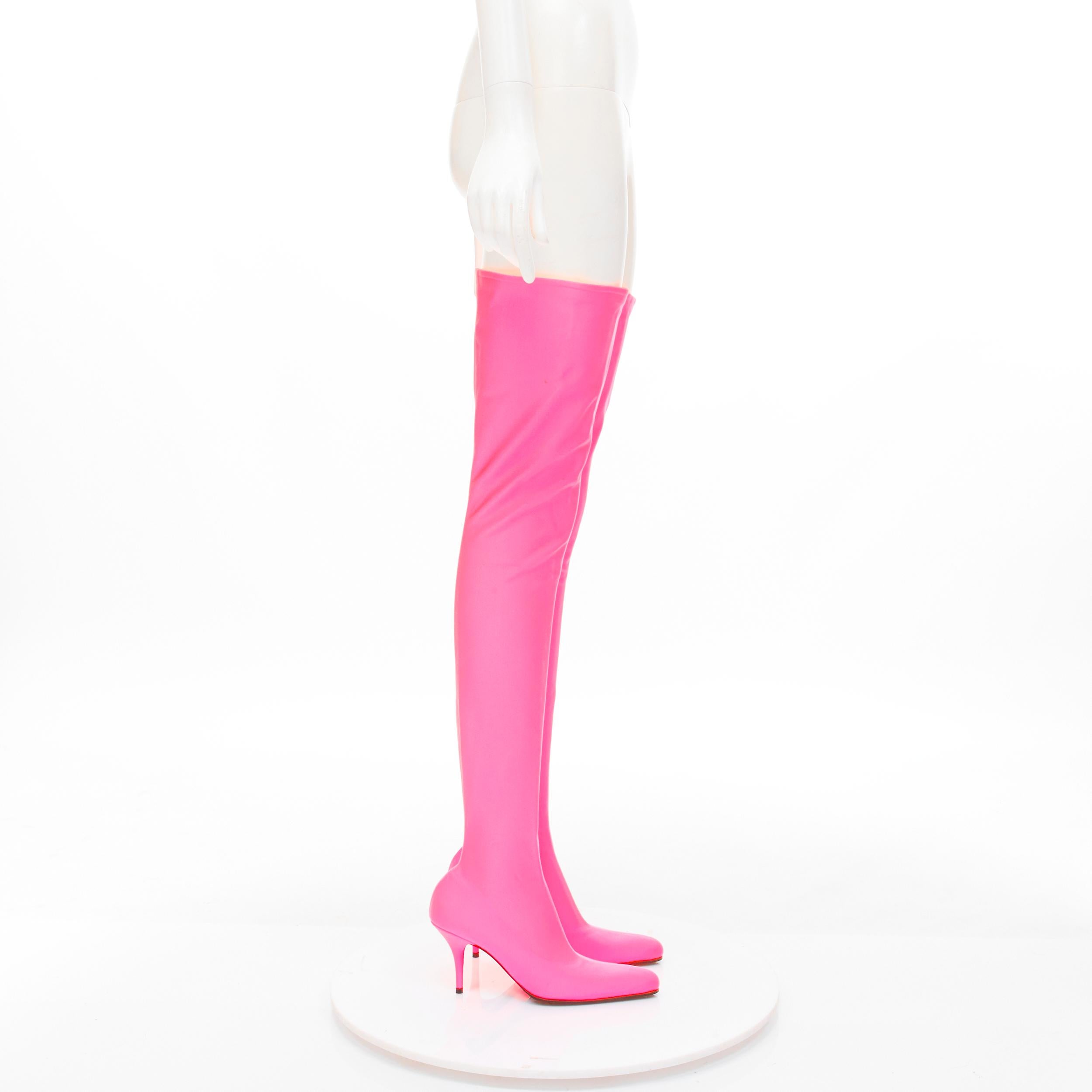 new BALENCIAGA Spandex Thigh over the knee Fluo Rose bright pink boot ...