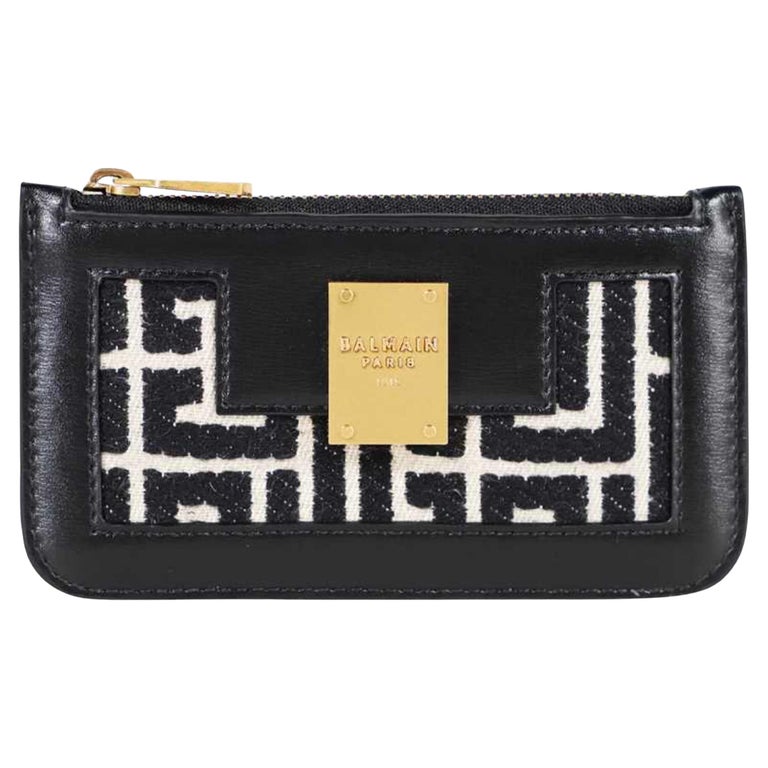 New Balmain Black 1945 Monochrome Leather Card Holder Wallet For Sale ...