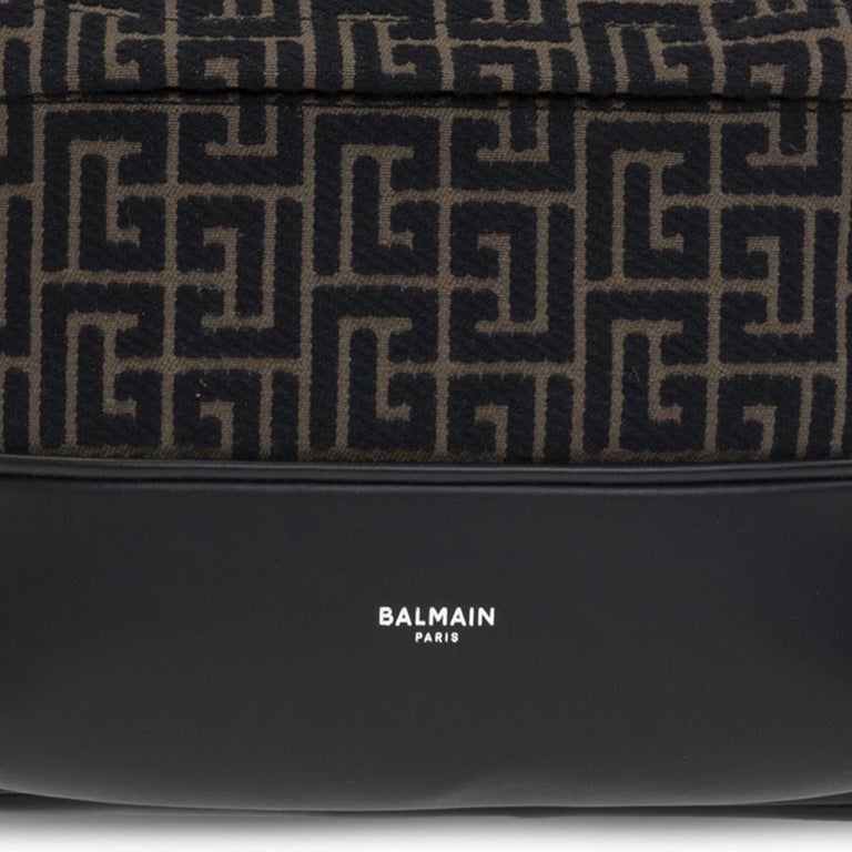 New Balmain Black Black All-Over Monogram Backpack Rucksack Bag For ...