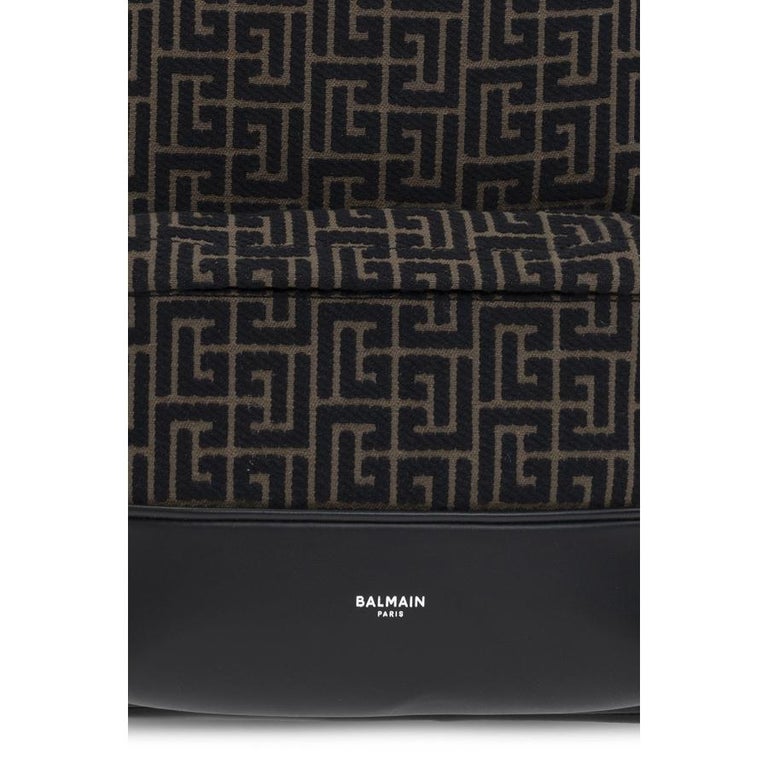 New Balmain Black Black All-Over Monogram Backpack Rucksack Bag For ...