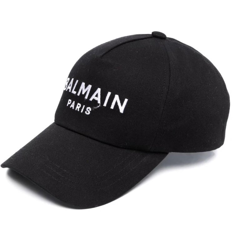 New Balmain Black Front Logo Cotton Cap For Sale at 1stDibs