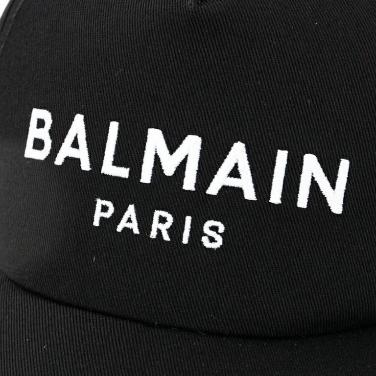New Balmain Black Front Logo Cotton Cap For Sale at 1stDibs
