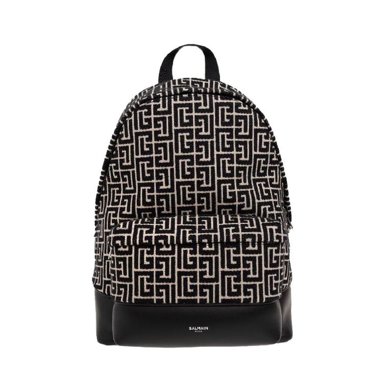 New Balmain Black White 1945 All-Over Monogram Jacquard Backpack ...