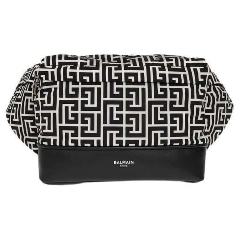 New Balmain Black White City All-Over Belt Bag Waist Bag For Sale at ...