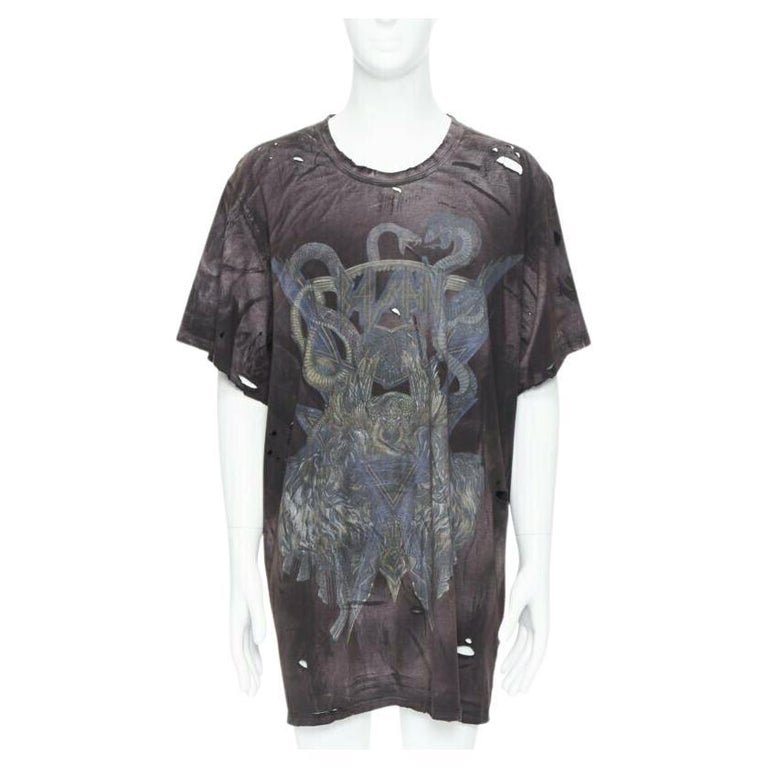 new BALMAIN washed black holey washed vintage band logo oversized t ...