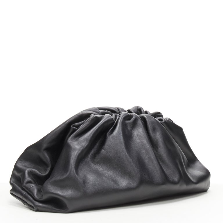 new BOTTEGA VENETA The Pouch Large black leather gathered dumpling ...