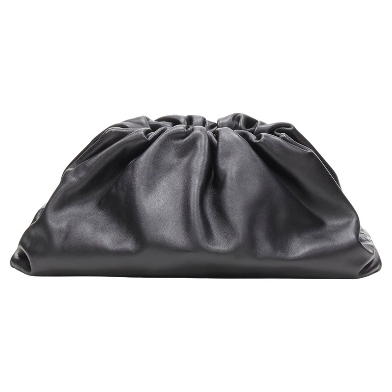 new BOTTEGA VENETA The Pouch Large black leather gathered dumpling ...