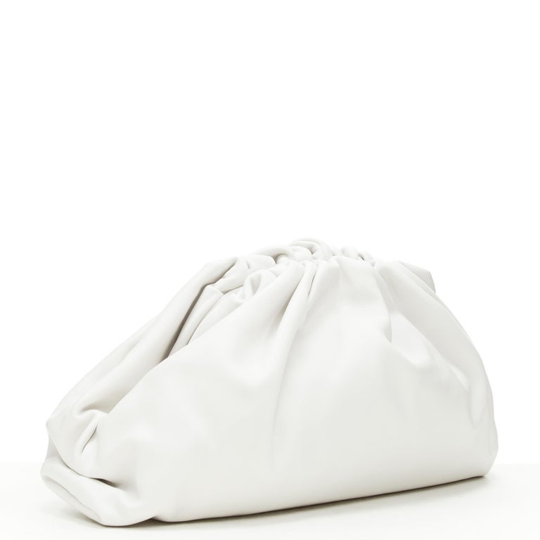 new BOTTEGA VENETA The Pouch Large white leather gathered dumpling ...