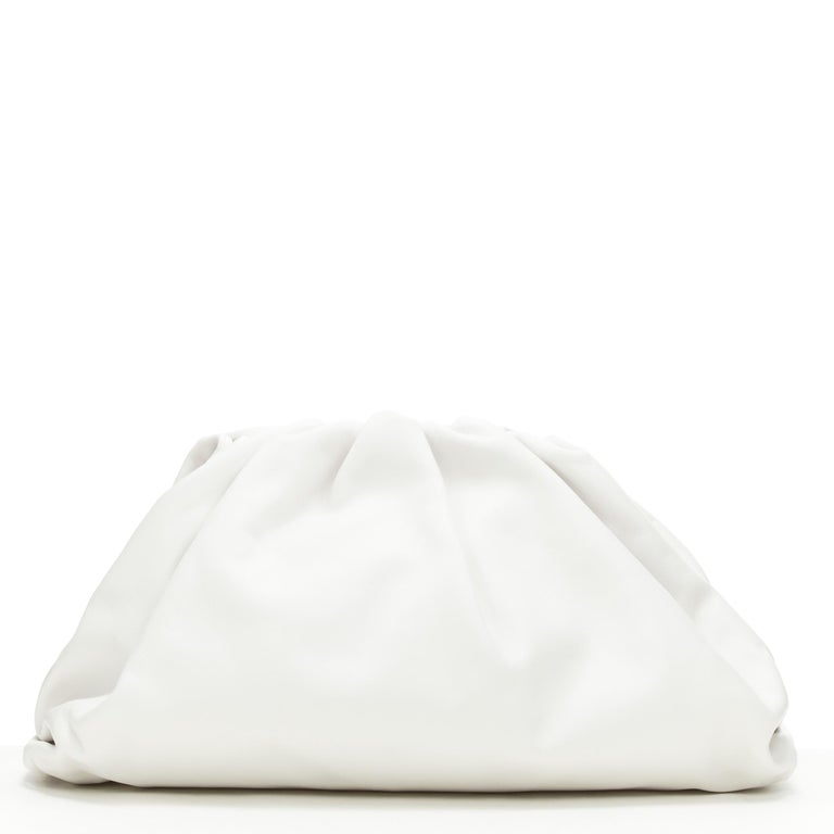 new BOTTEGA VENETA The Pouch Large white leather gathered dumpling ...