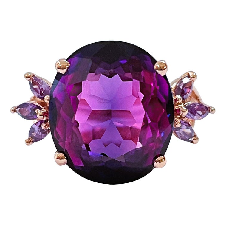 New Brazilian 15.6 Carat Blue Purple Ametrine Rose Gold Plated Sterling ...