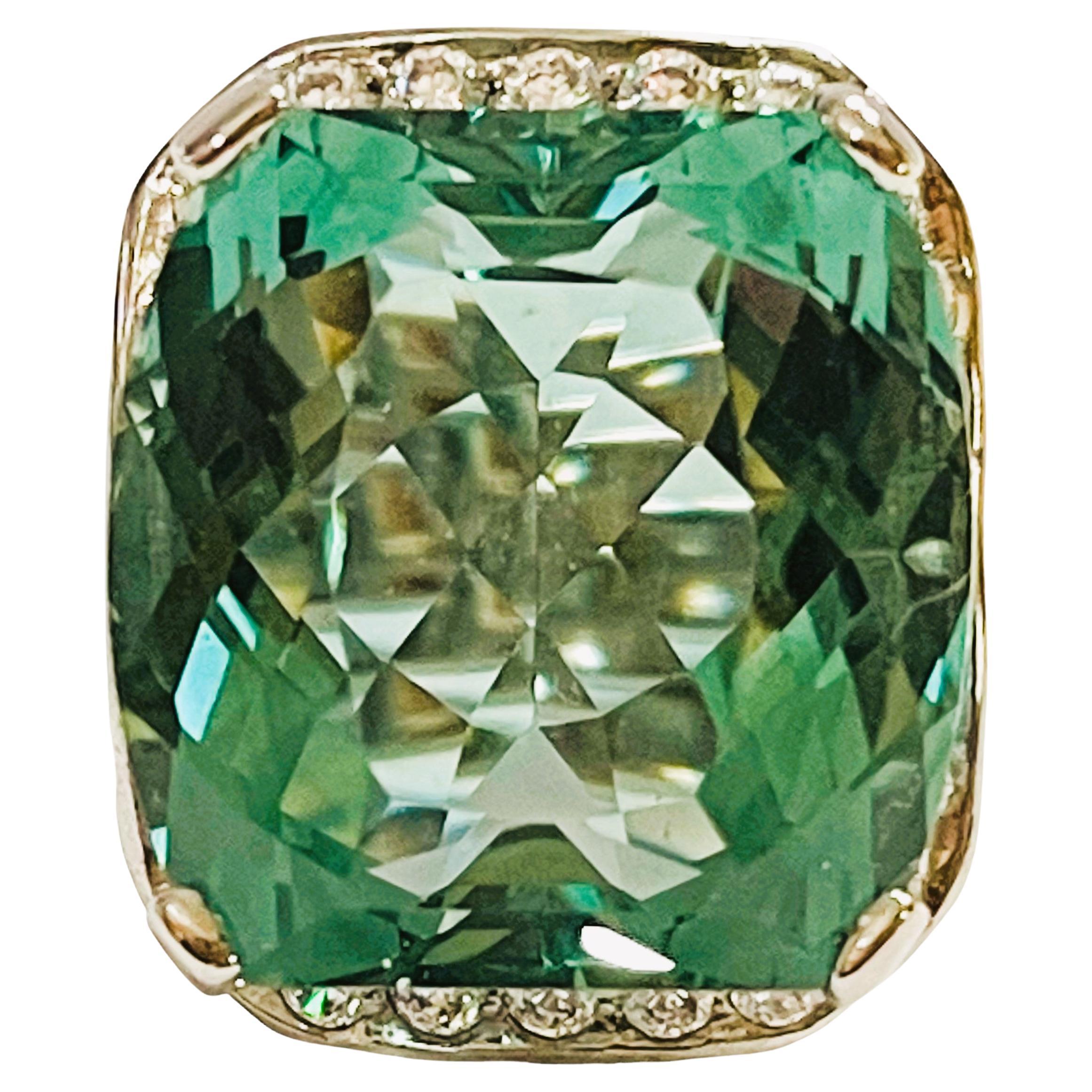 New Brazilian 17.2 Ct IF Platinum Green Amethyst and White Sapphire ...