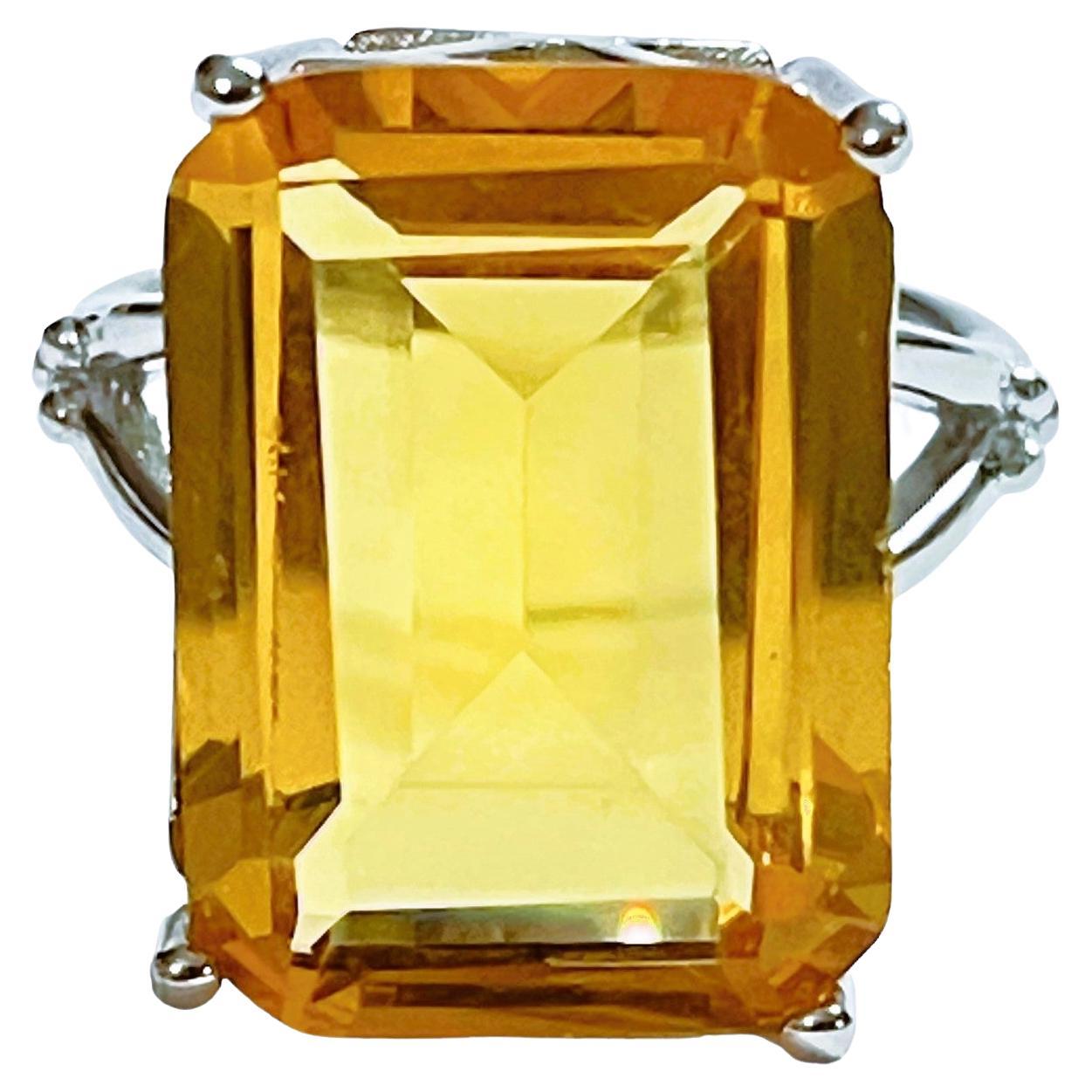 New Brazilian 17.2 Ct Yellow Orange Citrine Sterling Ring 6.5 at 1stDibs